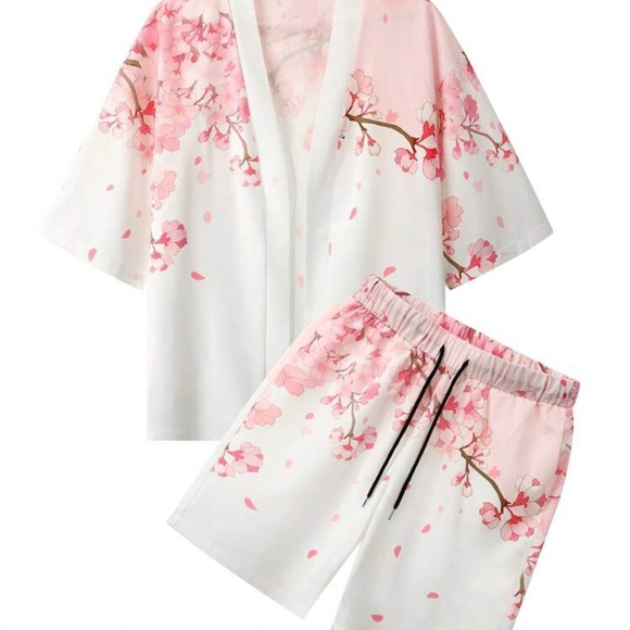 None | Shorts | Cherry Blossom Mens Shorts Pink White | Poshmark